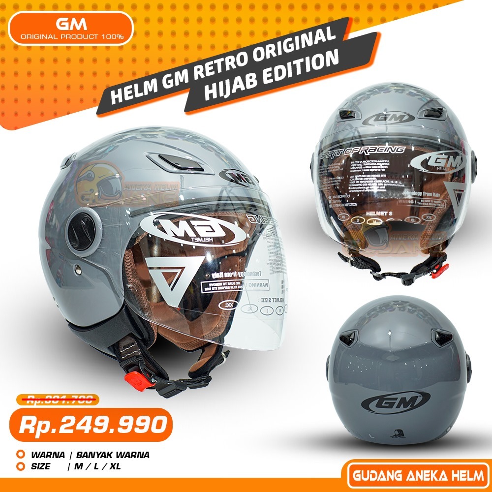 Jual Helm GM Wanita Venus Hijab Solid Abu Abu Original 100% Asli SNI ...