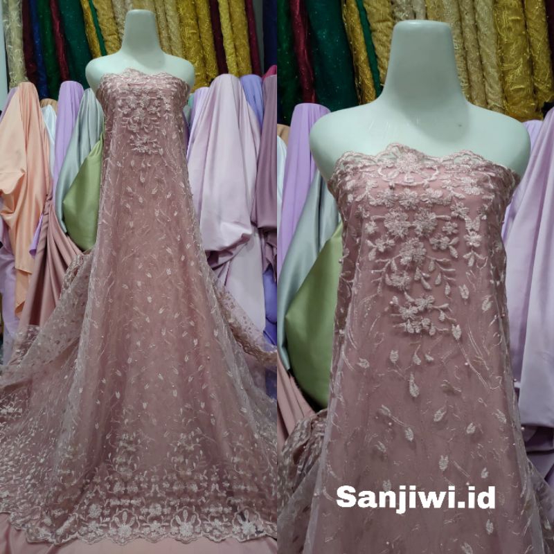 Jual Kain tile tulle brokat brukat mutiara / kain tile akar mutiara ...