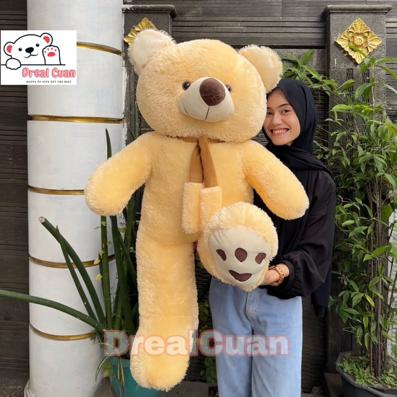 Jual Boneka Teddy Bear Beruang Besar Jumbo Chubby Syal Telapak love ...