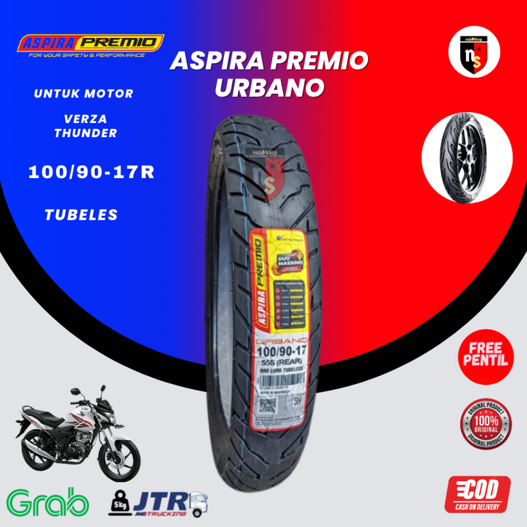 Jual Aspira Premio Urbano 100 90 ring 17 R Ban belakang tubeless motor ...