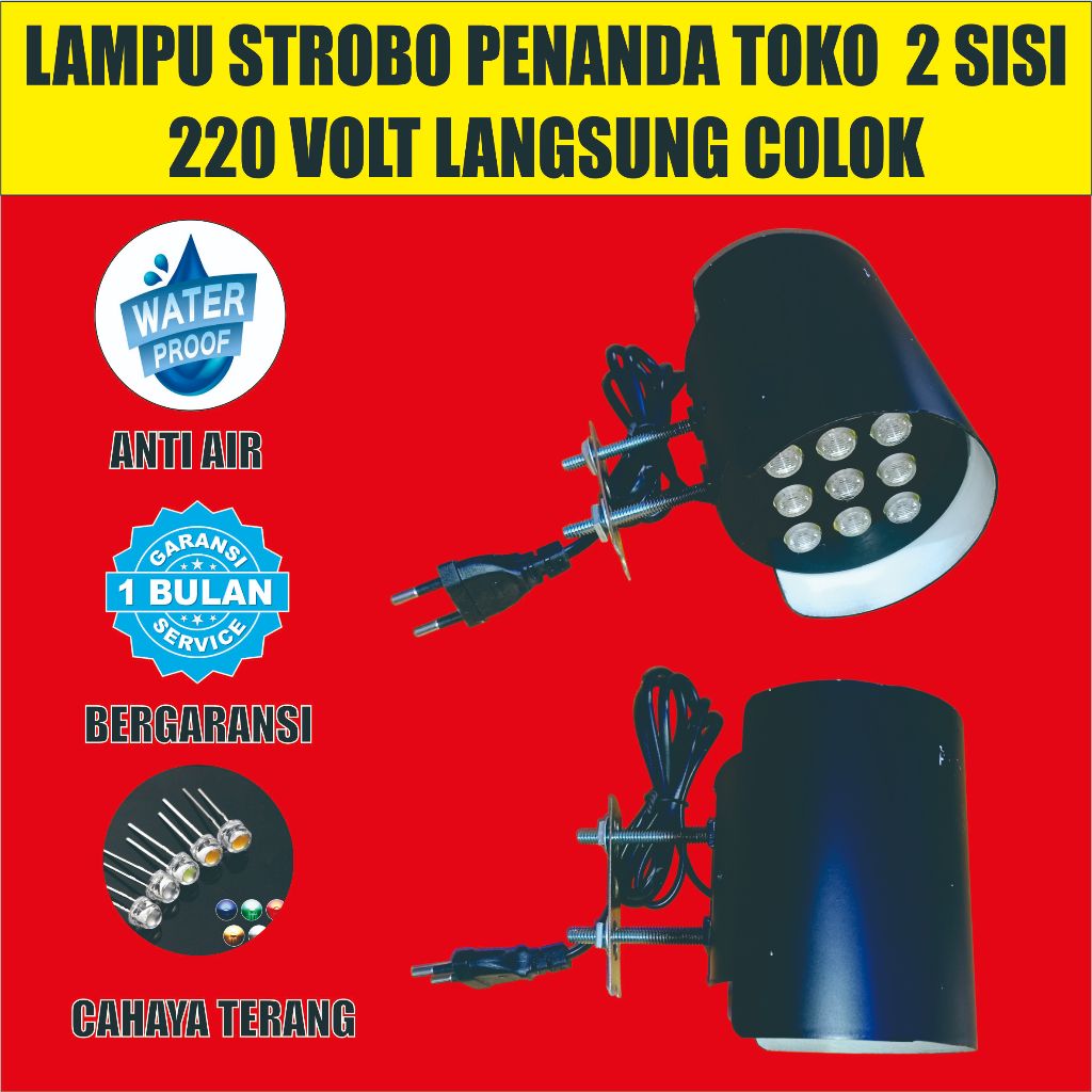 Jual lampu kedip penanda toko 2 sisi bolak balik 220v 220 volt led ...