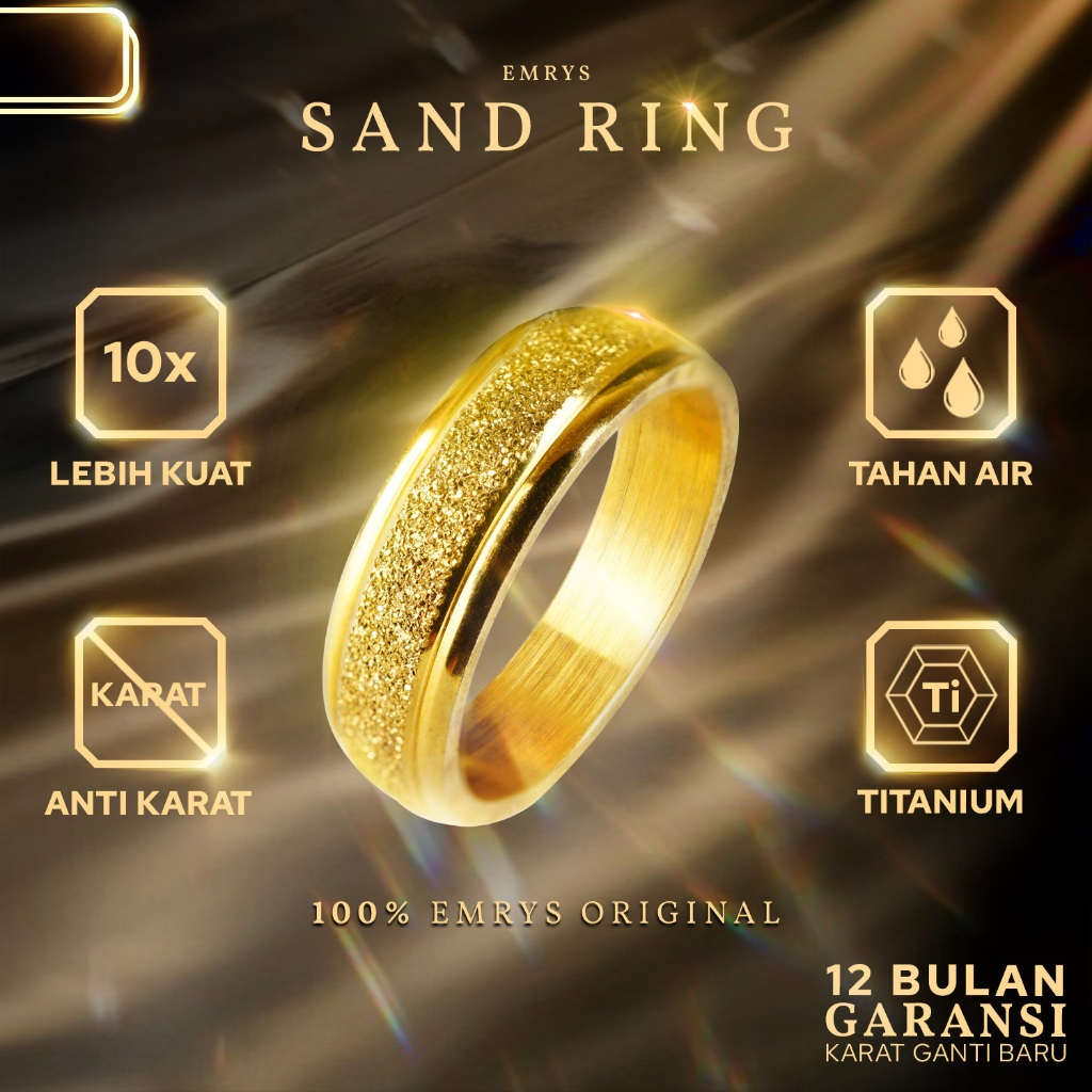 Jual BUY 2 FREE 1 GIFT Emrys Simple Ring Sand Collection Real Titanium ...