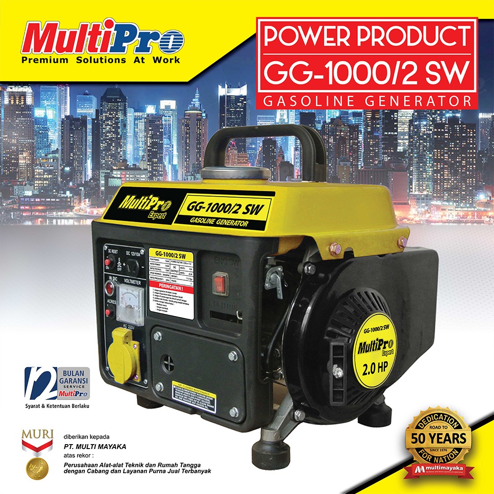 Jual MULTIPRO Genset Bensin/ Gasoline Generator 2 Tak 850 Watt - GG 1000/2 SW - Garansi Resmi 1 ...