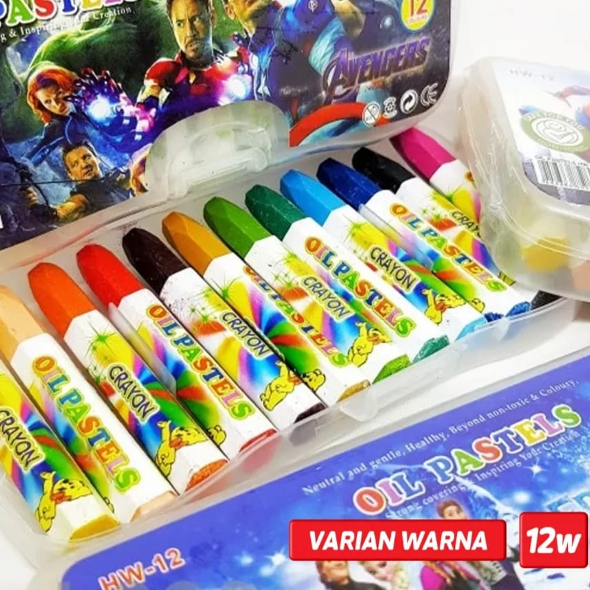 Jual Crayon ekonomis 12 warna random Oil Pastel Krayon drawing painting ...
