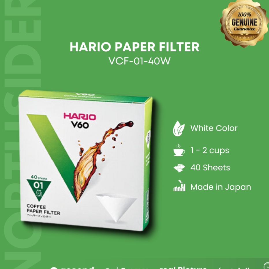 Jual Hario V60 Paper filter white 01 40 sheets VCF-01-40W rtq | Shopee ...