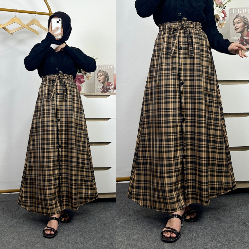 Jual Rok Semi Woll Motif Kotak // Rok Wanita | Shopee Indonesia