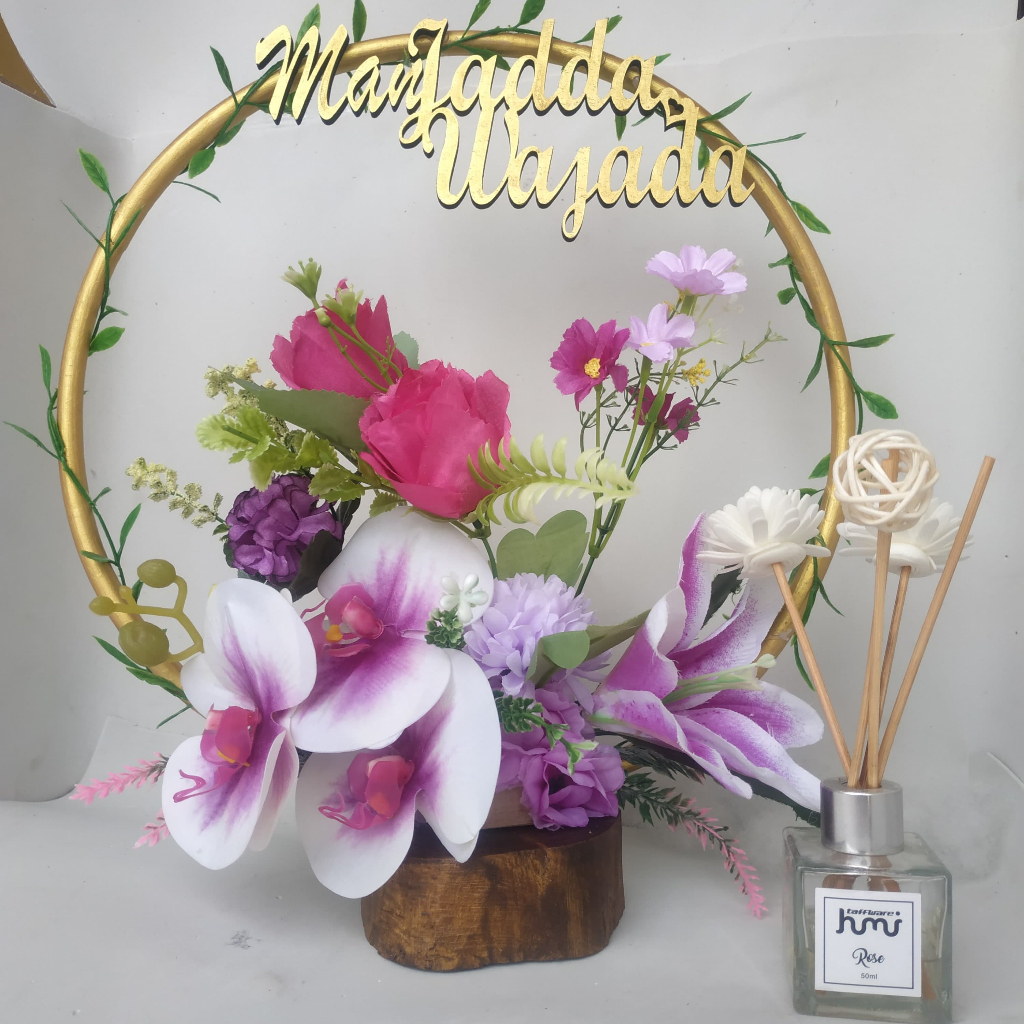 Jual Bunga meja Wreath flower Rangkaian bunga aesthetic hiasan ruang ...