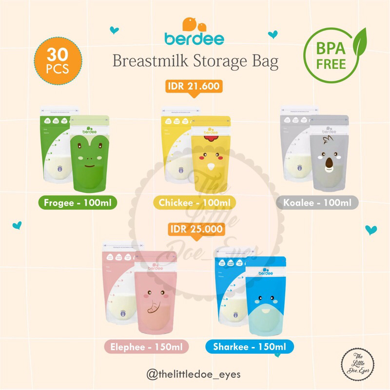Jual Berdee Brestmilk Storage Bag Kantong ASI 100ml / 150ml | Shopee ...