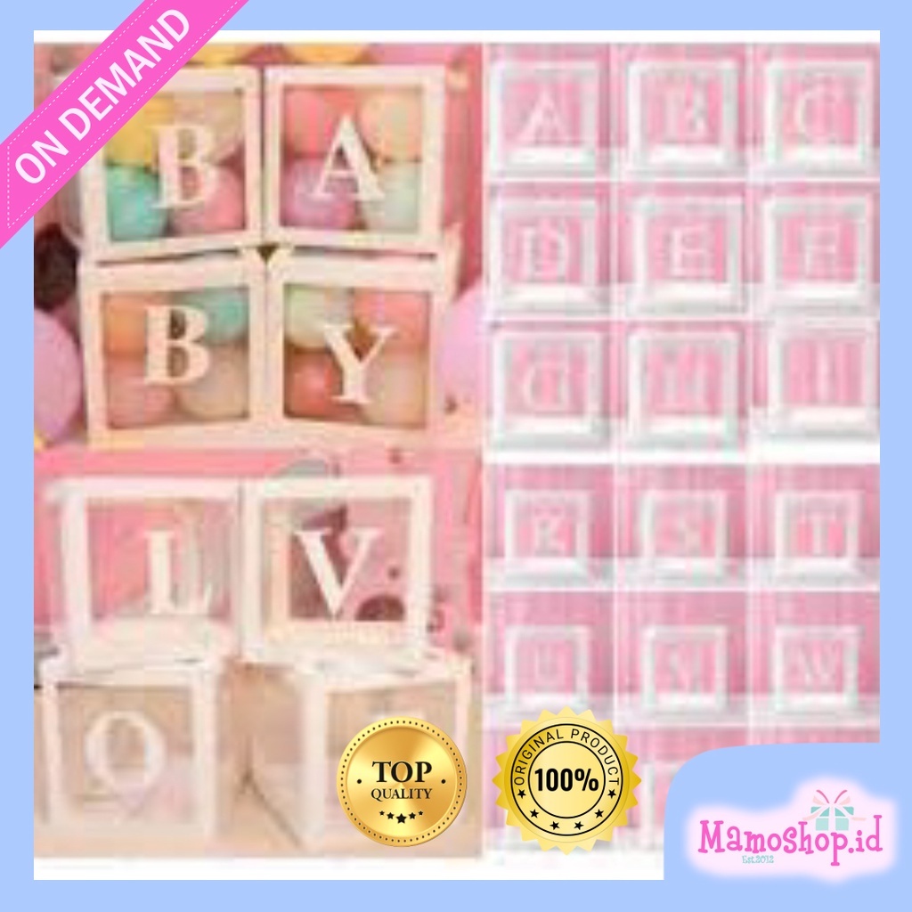 Jual Letter box balloon Cube transparent boxes transparant huruf atau ...