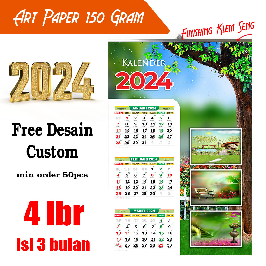 Jual Cetak KALENDER 2024 CUSTOM Desain Full Colour Art Paper 150 Gram ...