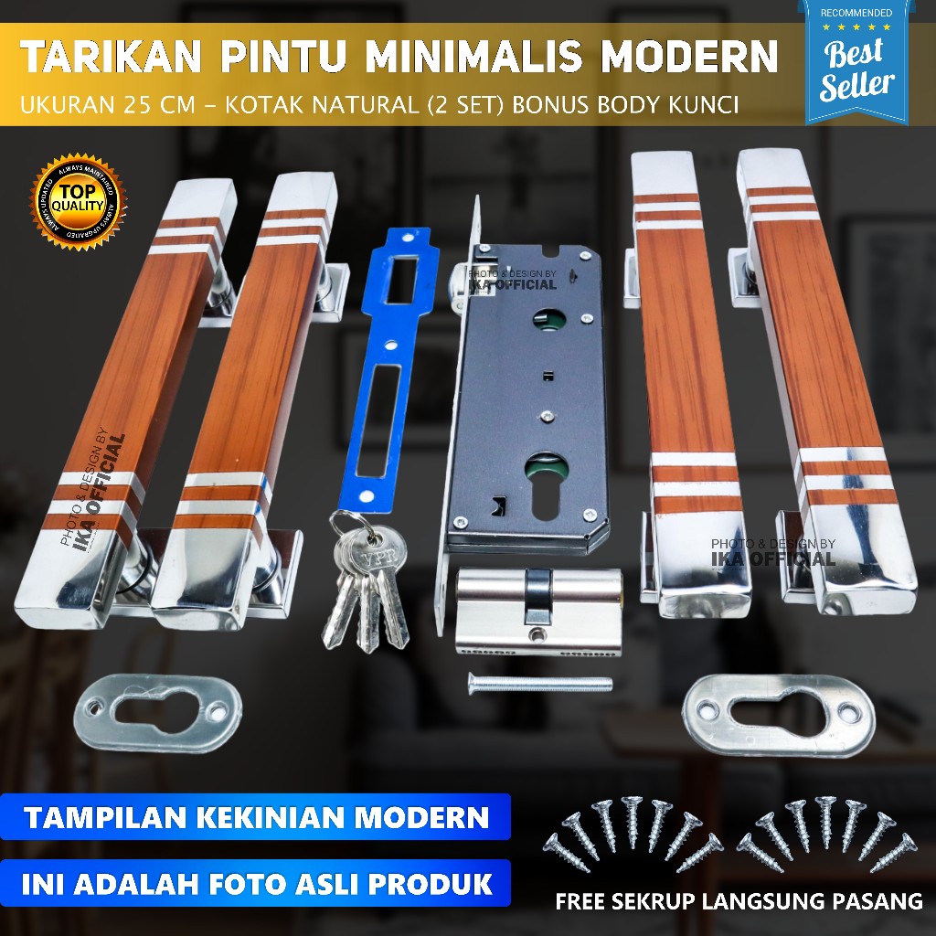Jual Paket Handle pintu rumah 25 cm body kunci pelor murah minimalis ...