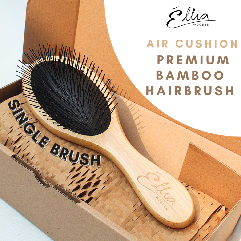 Jual ELLIA Bamboo Hairbrush┃Sisir Bambu Air Cushion Premium (Sisir ...