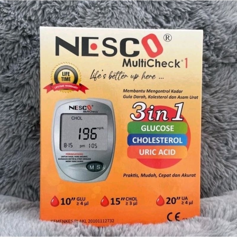 Jual Alat cek gula NESCO MULTICHECK 3in1 (Gula darah, asam urat & kolesterol) | Shopee Indonesia