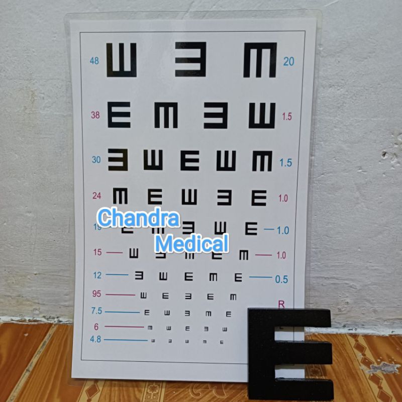 Jual Alat Tes Mata Snellen Chart / Kartu E Tes Daya Lihat Mata + Huruf ...