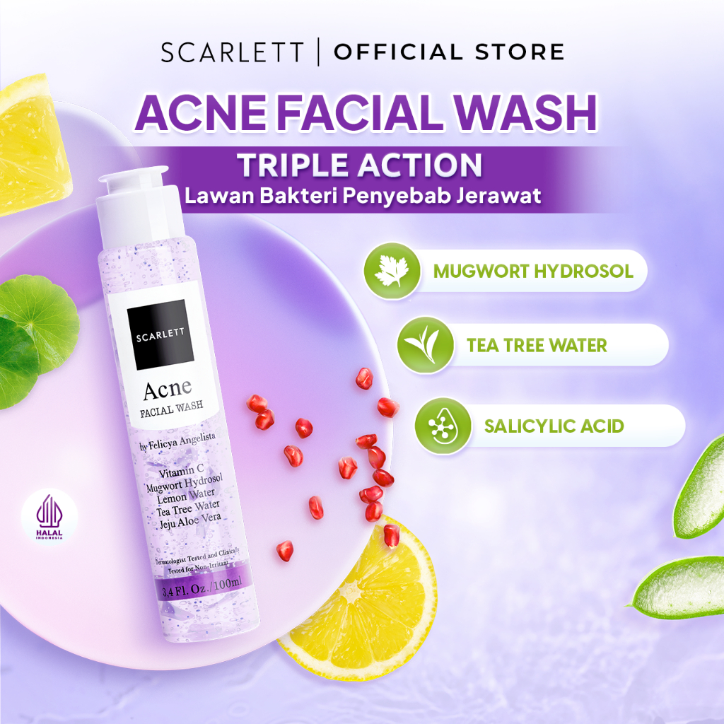 Jual Scarlett Whitening Acne Facial Wash - Face Wash Facial Cleanser ...