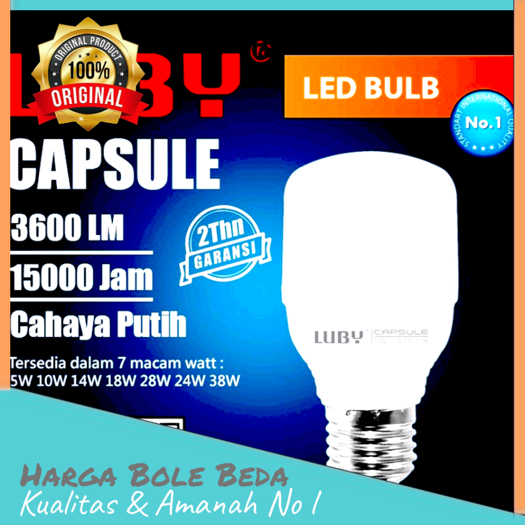 Jual Lampu E27 LUBY CAPSULE LED PUTIH 5/10/14/18/28/38 Watt | Shopee Indonesia