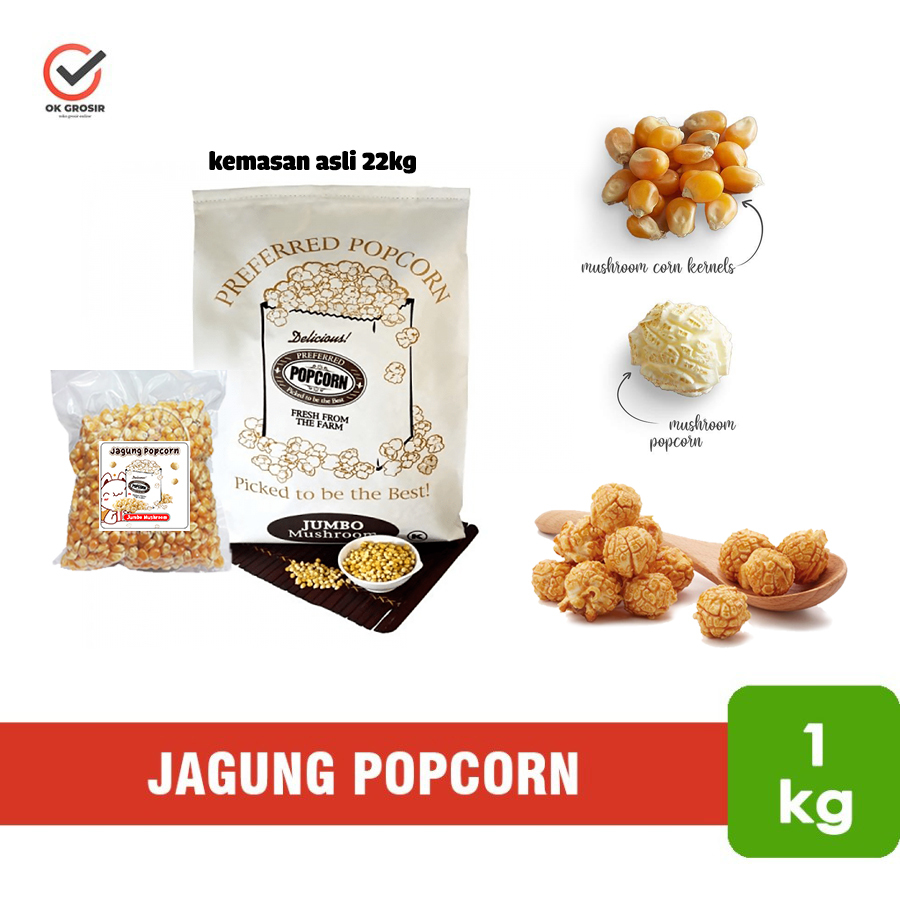 Jual Jagung Popcorn Jumbo Mushroom USA / Biji Jagung Popcorn (1 Kg ...