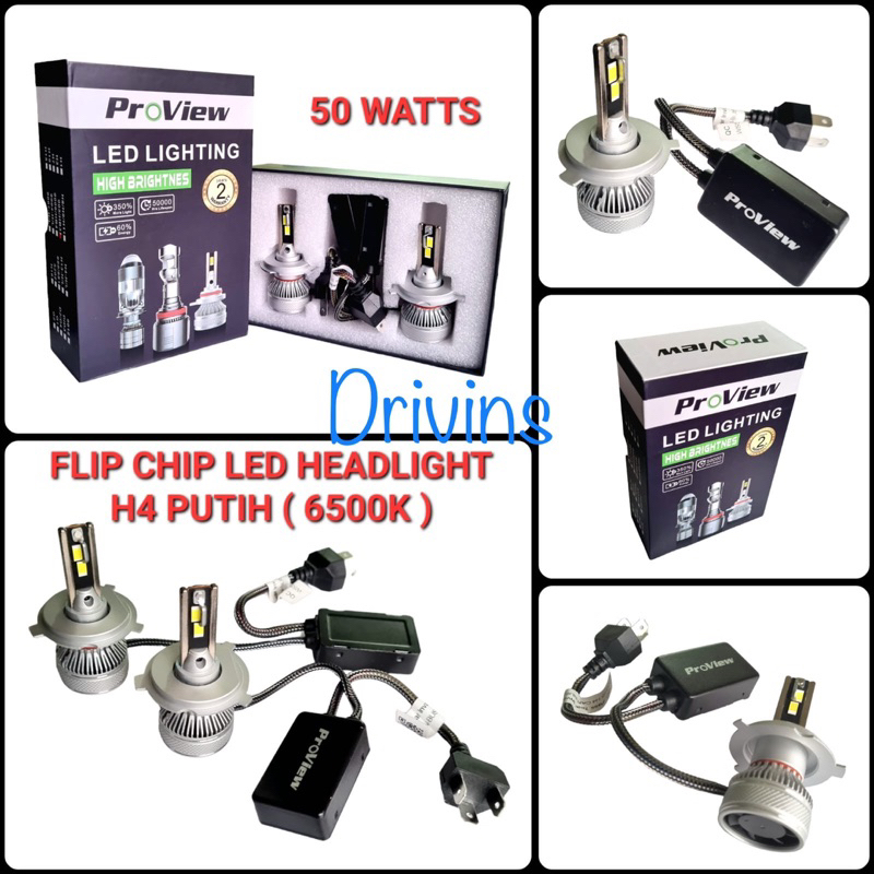 Jual PROVIEW FLIPCHIP LED LIGHTING HEADLIGHT H4 PUTIH ( 6500K ...