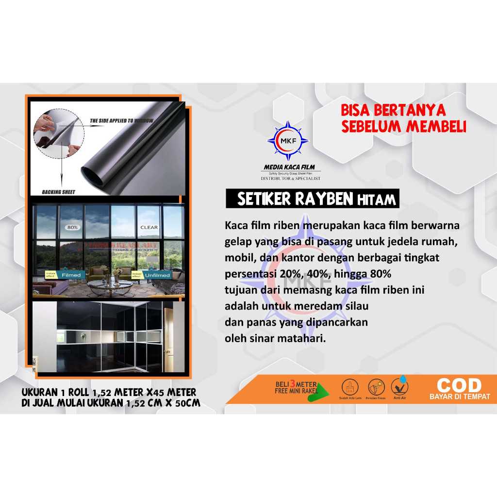 Jual STIKER KACA FILM RIBEN HITAM / JENDELA CERMIN / WALLPER / KACA ...