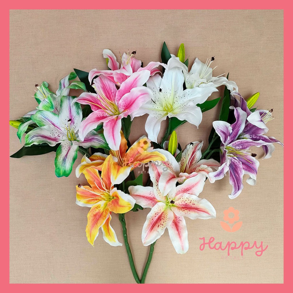 Jual Artificial Tiger Lily Flower Latex Bunga Lili Palsu Bahan Lateks ...