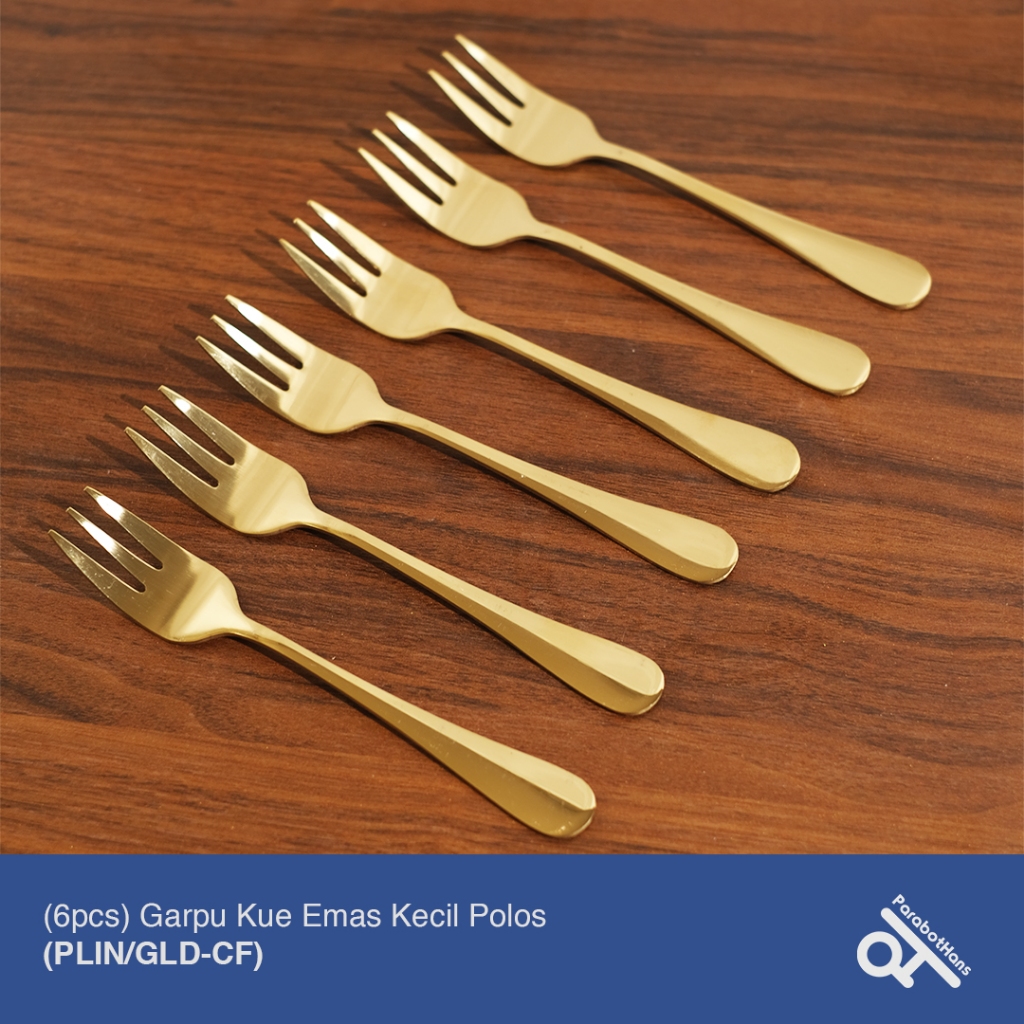 Jual (6 pcs) Garpu Cake / Buah Emas Tebal Hotel Stainless Steel Gold ...