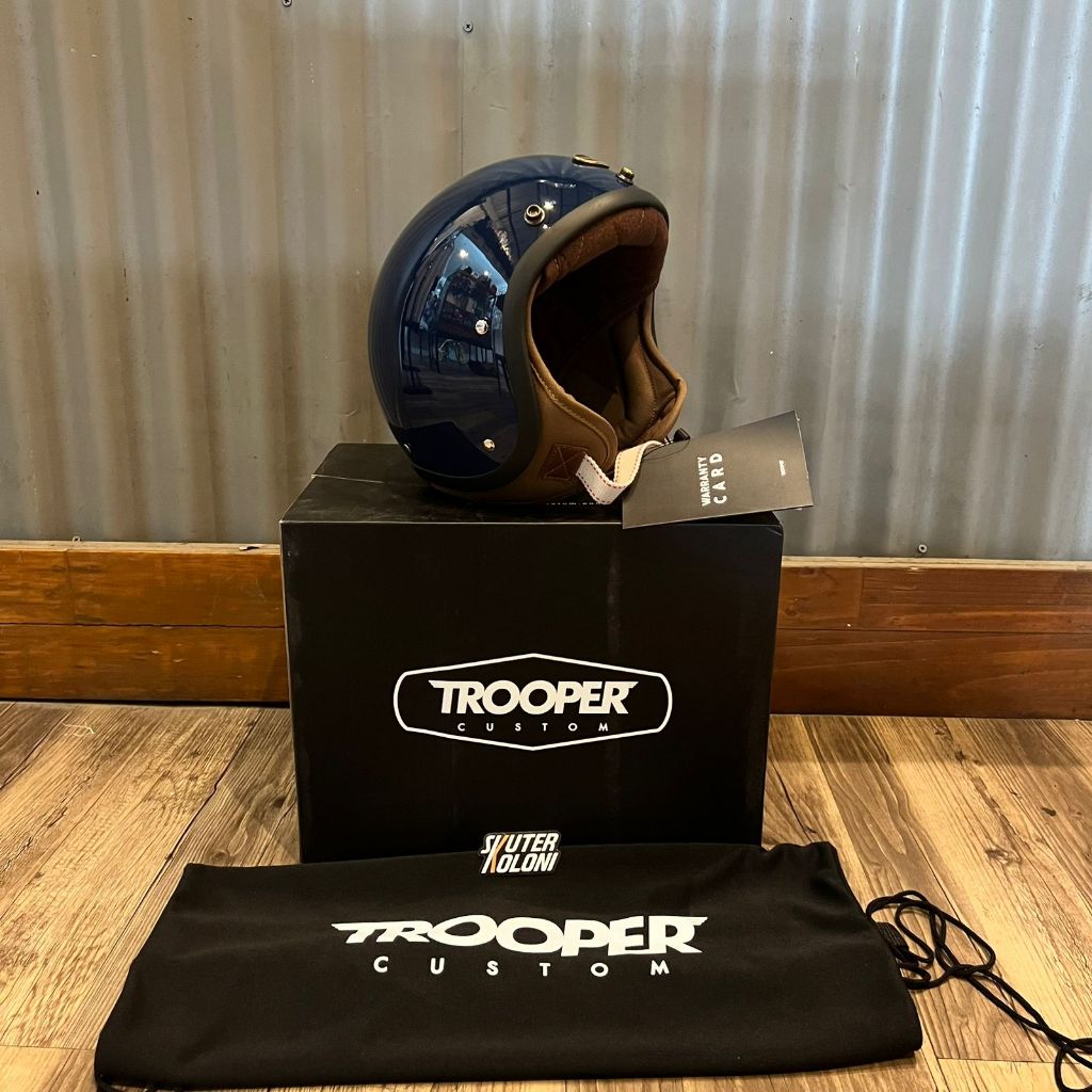 Jual TROOPER Hawkey Helmet Slim Helm motor - Navy blue glossy | Shopee ...