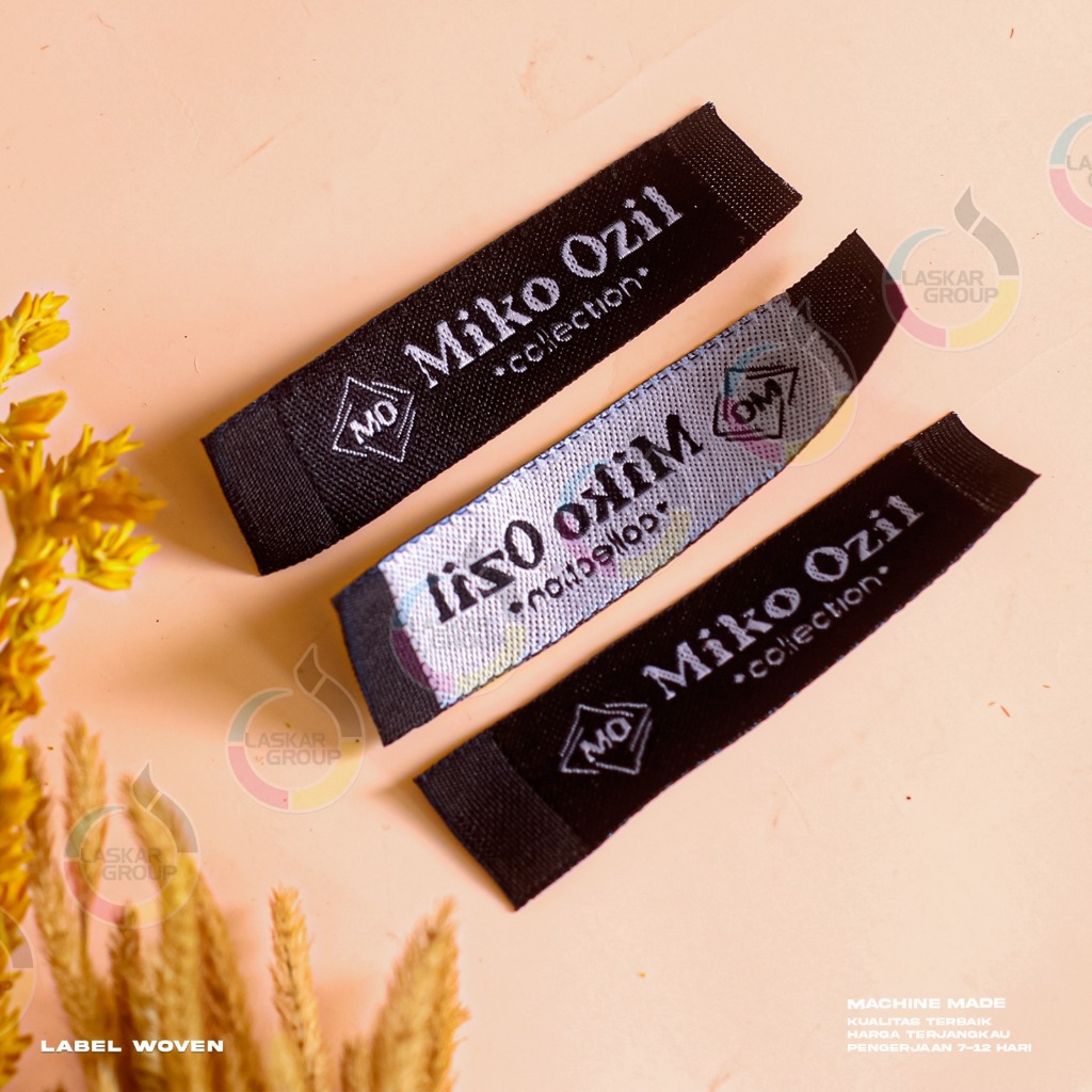 Jual label Woven 1.5x5cm / label hijab / label gamis / label rajut / Woven rajut / Woven damask ...
