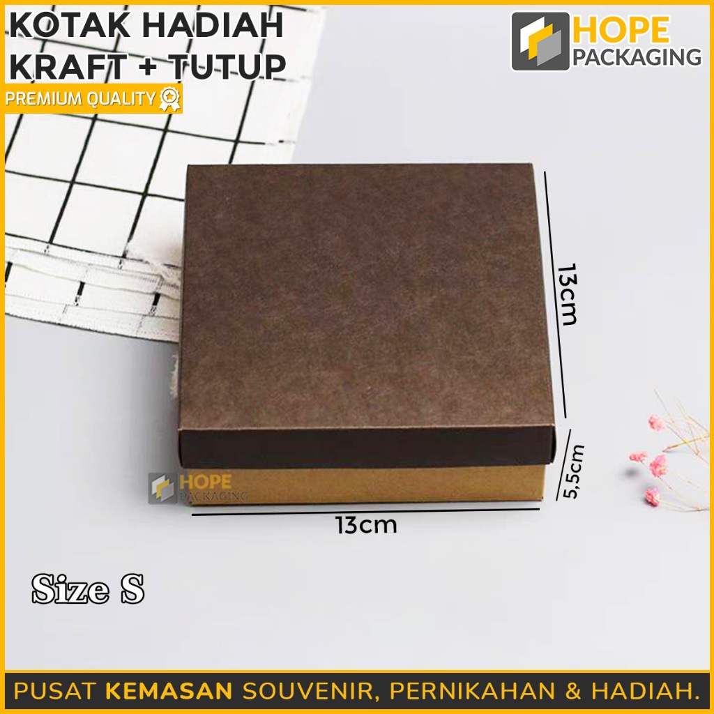 Jual Kotak Hadiah Kraft + Tutup Size : 18x12.5x5cm / Packaging Kado ...