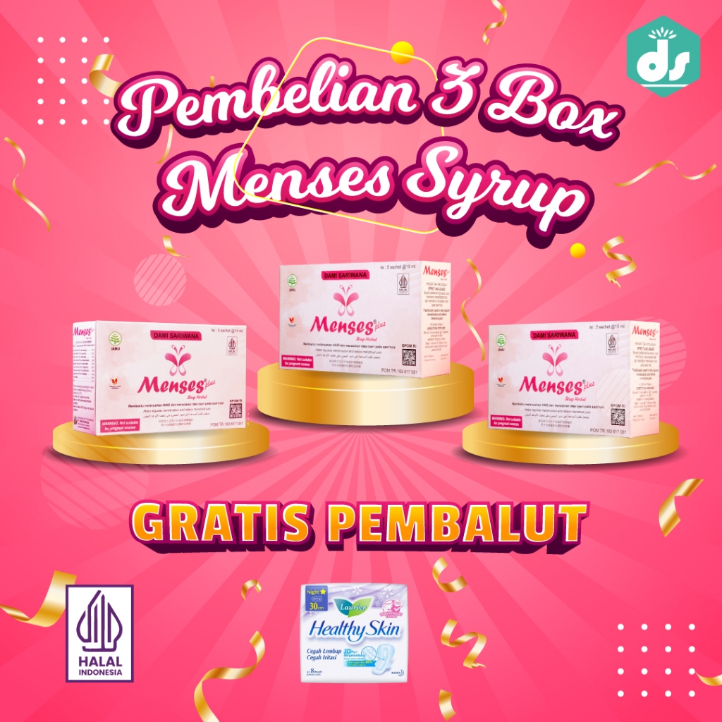 Jual Paket Menses Sirup Sachet Cair 3 Box 15 Sachet GRATIS PEMBALUT ...