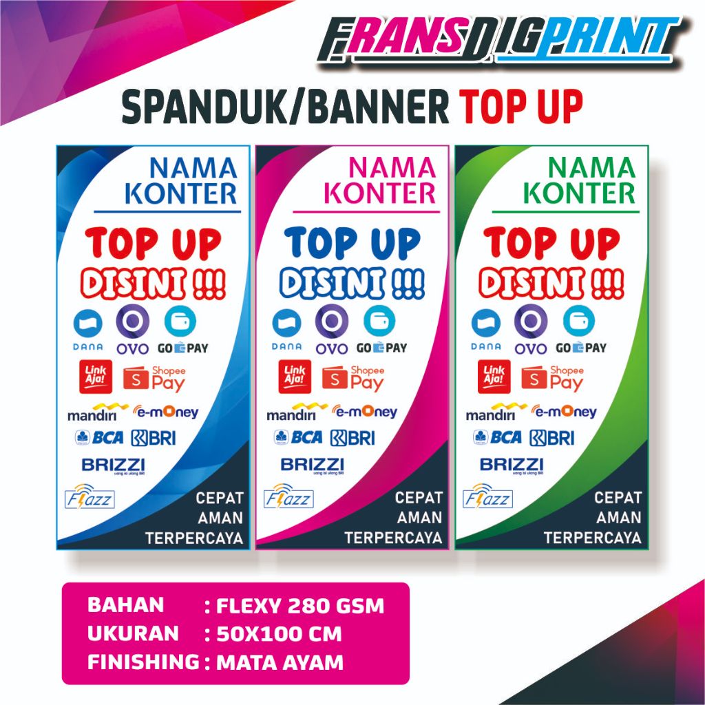Jual SPANDUK KONTER , SPANDUK TOP UP , BANNER TOP UP , SPANDUK KONTER ...