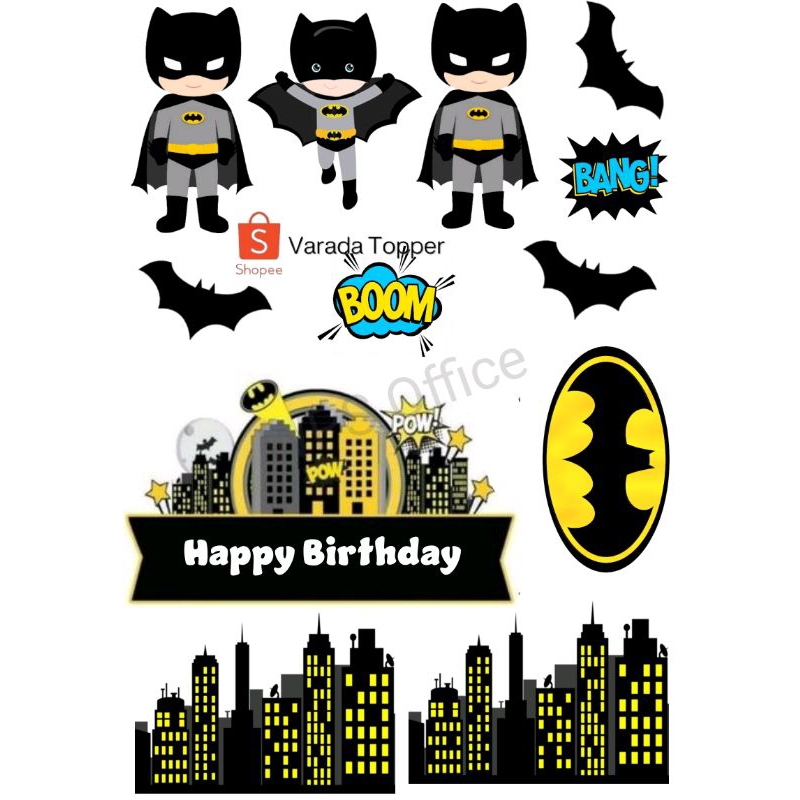 Jual Topper Cake Tema BATMAN Free Request Nama/Hiasan Kue Ultah Batman ...