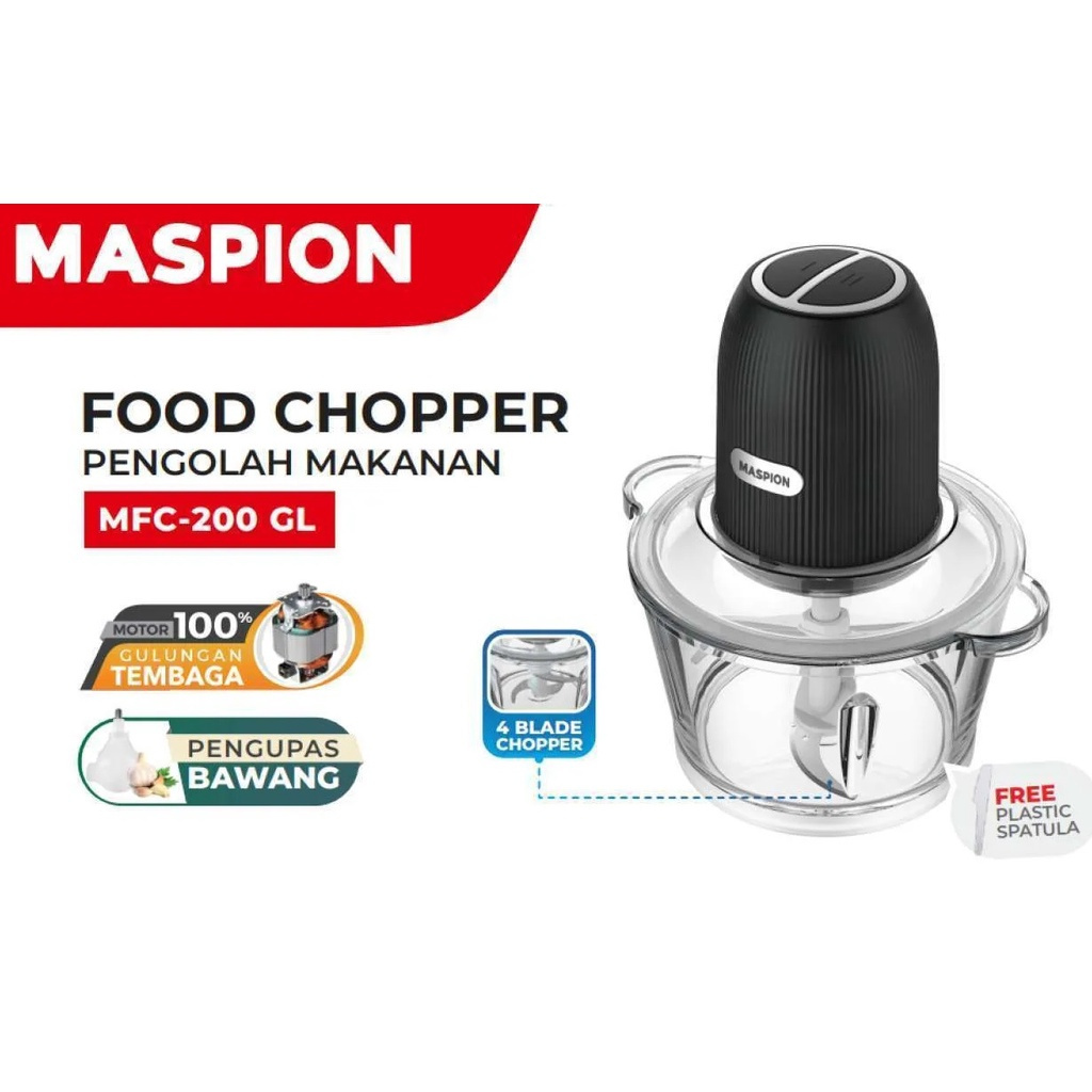 Jual Maspion Food Chopper Kapasitas 2 Liter (2000ml) Kaca MFC-200 GL Garansi Resmi | Shopee ...