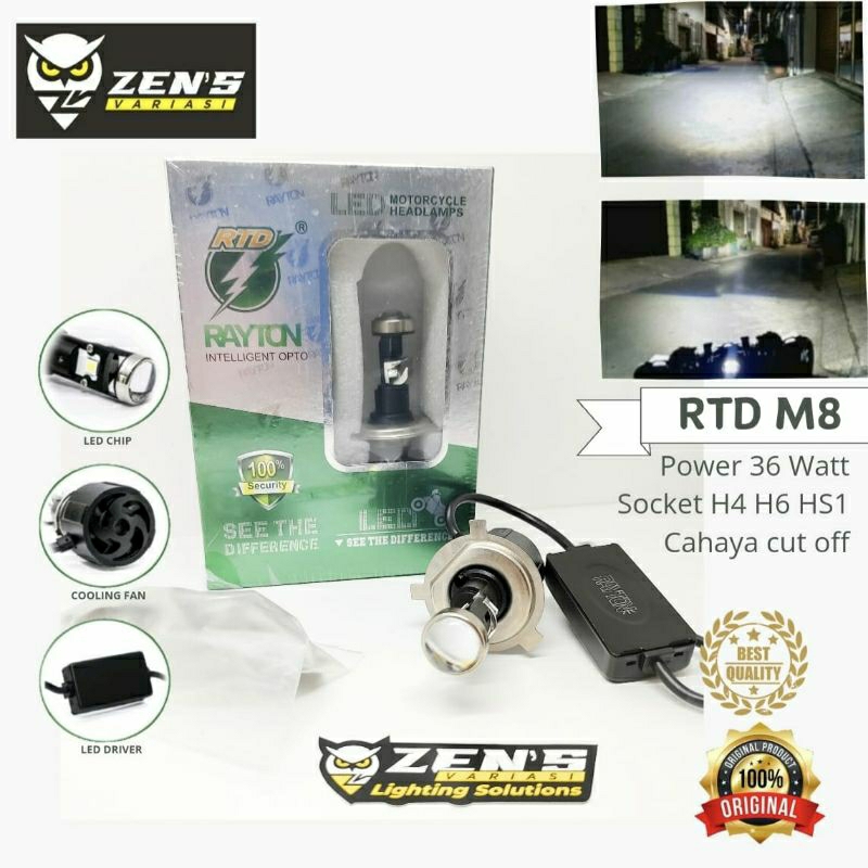 Jual Lampu LED Motor Projector RTD M8 36W H6 H4 Hi-Lo Mini Projie Cut ...