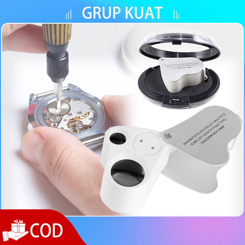 Jual 30x 60x Kaca Pembesar Geologi LED / Lup Lensa Lampu Lip ...