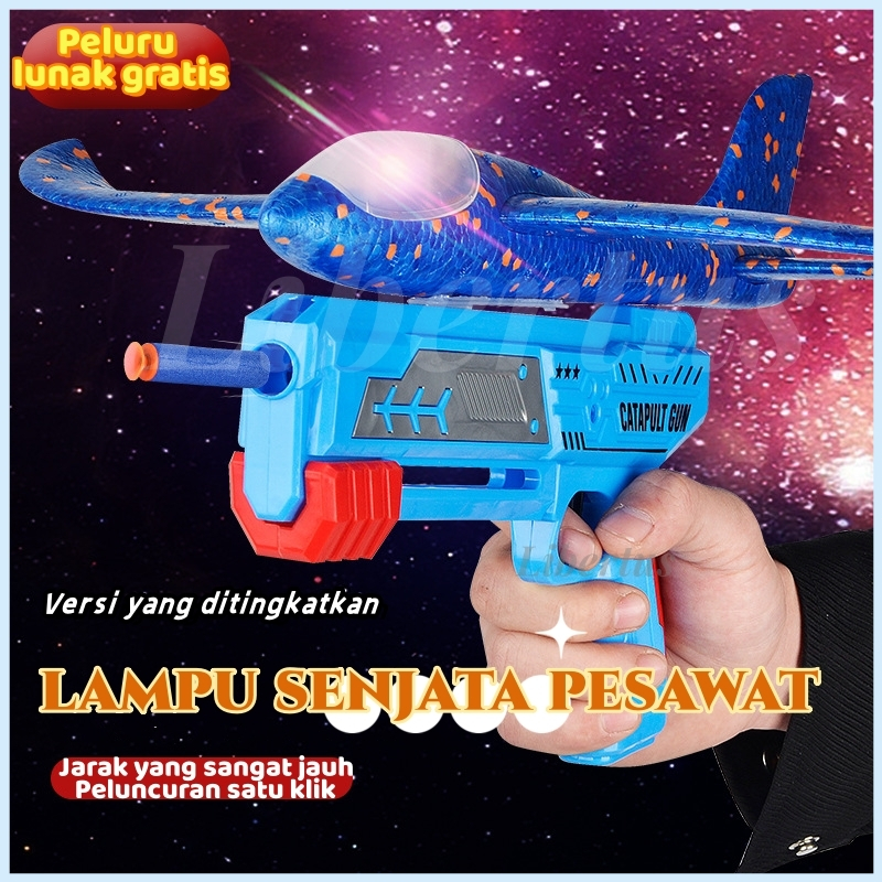 Jual Mainan Peluncur pesawat busa Anak Berlampu Pistol Tembak Pesawat ...
