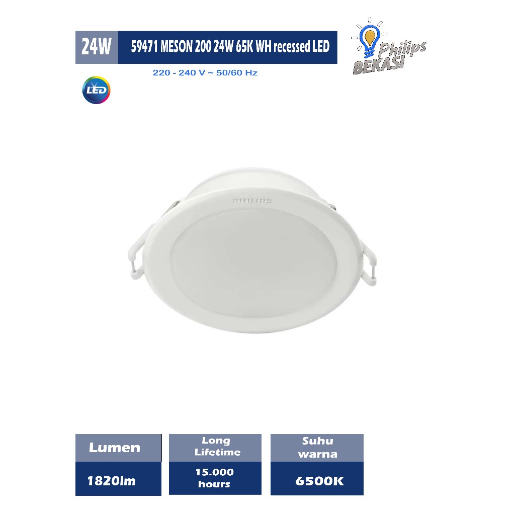 Jual Lampu Downlight PHILIPS 59471 MESON 24 WATT 30K/65K WH recessed ...