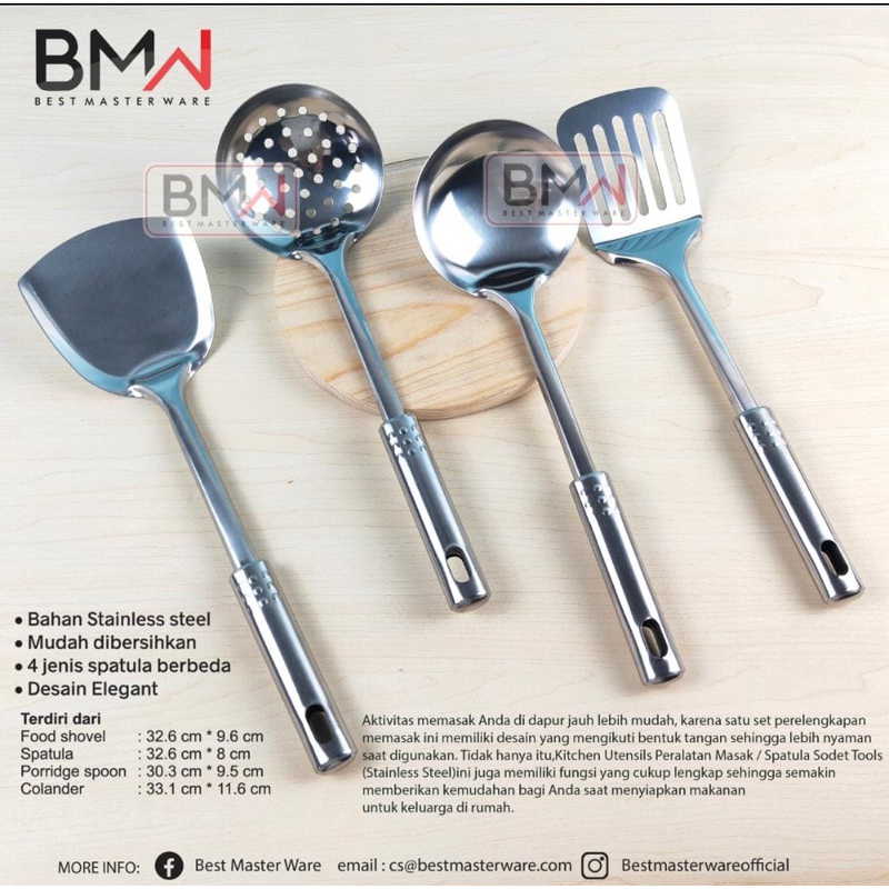 Jual SPATULA SET ISI 4 PCS Bahan stainles spatula masak murah / set ...