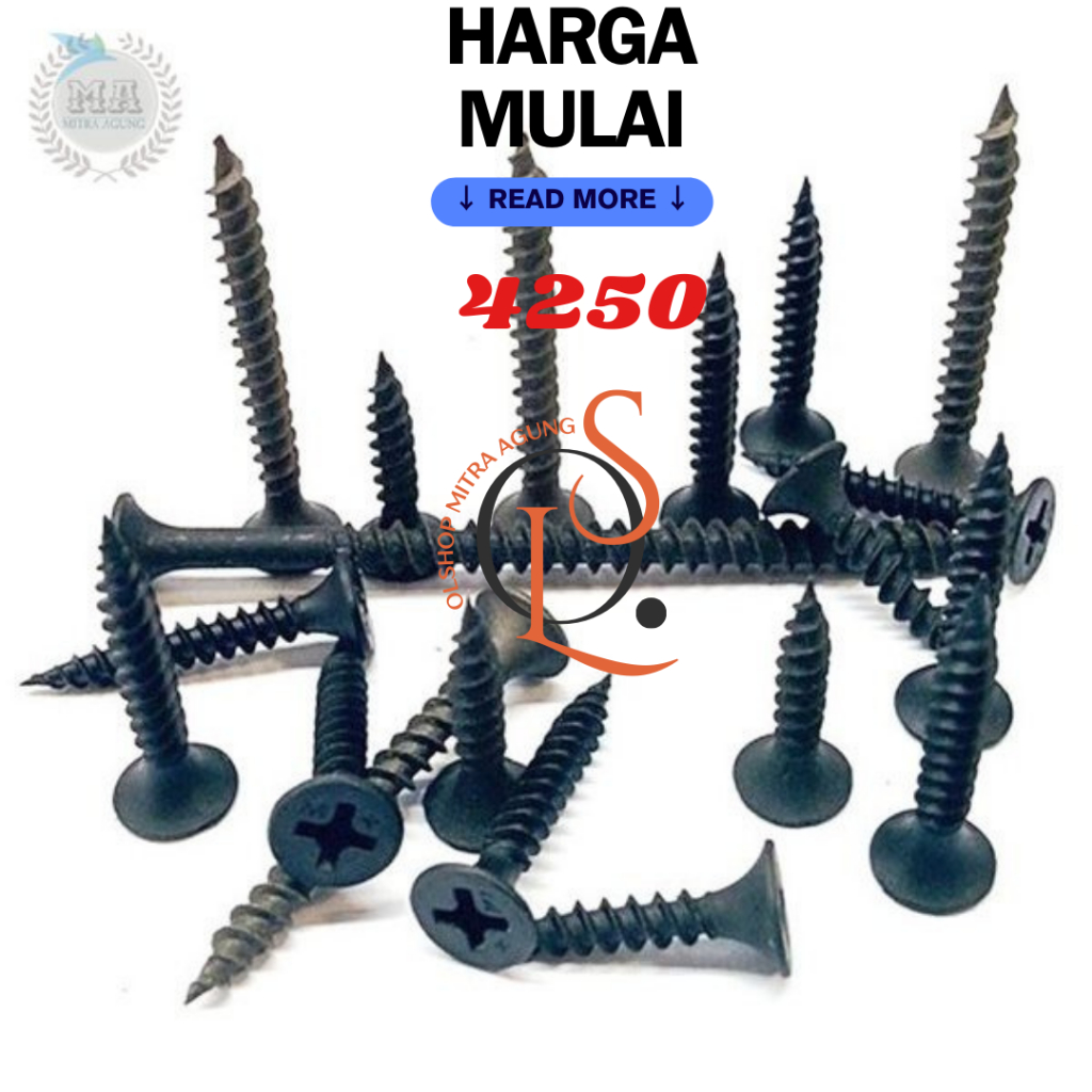 Jual OLS Sekrup 50pc Mur Baut Skrup Baja Gypsum Gipsum 2.5cm 3cm 4cm ...
