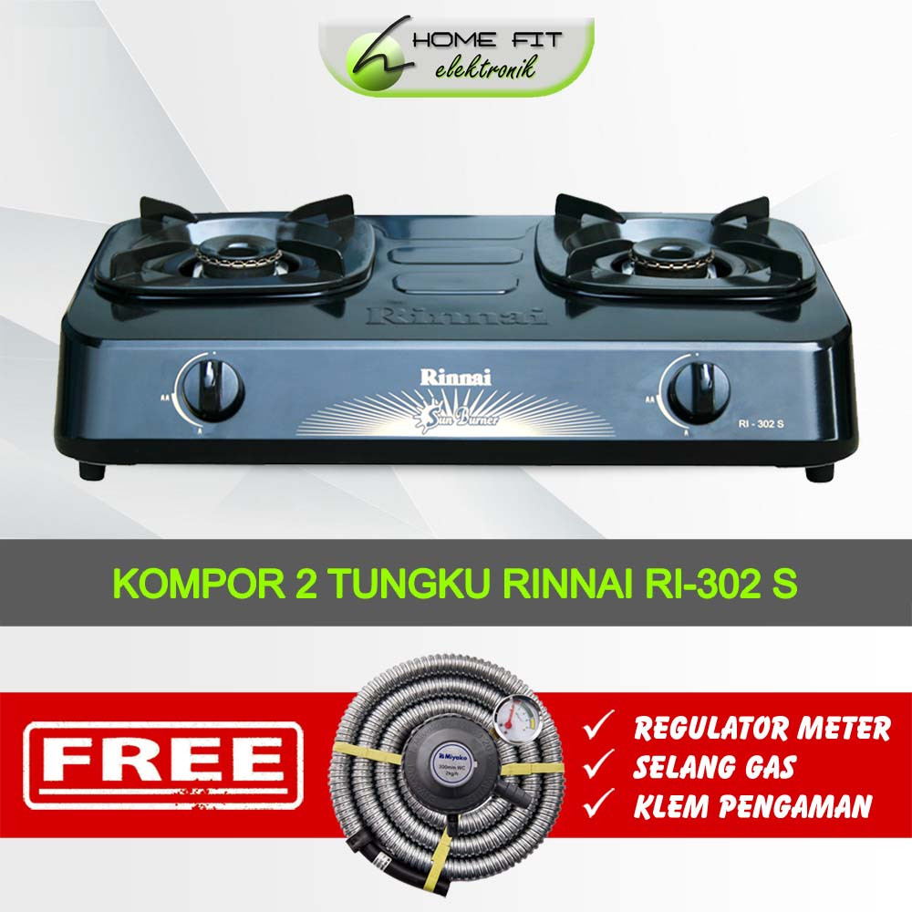 Jual Kompor Gas Rinnai RI-302 S Paket Plus Regulator Meter + Selang Gas ...