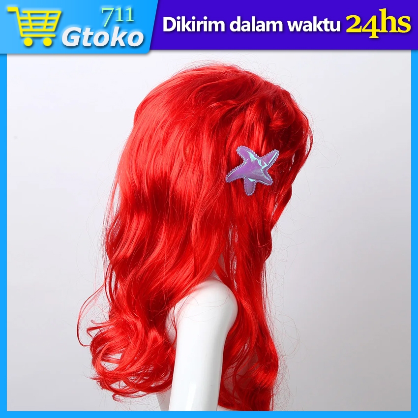Jual Wig Mermaid Anak Cosplay Rambut Palsu Mermaid Princess Curly ...