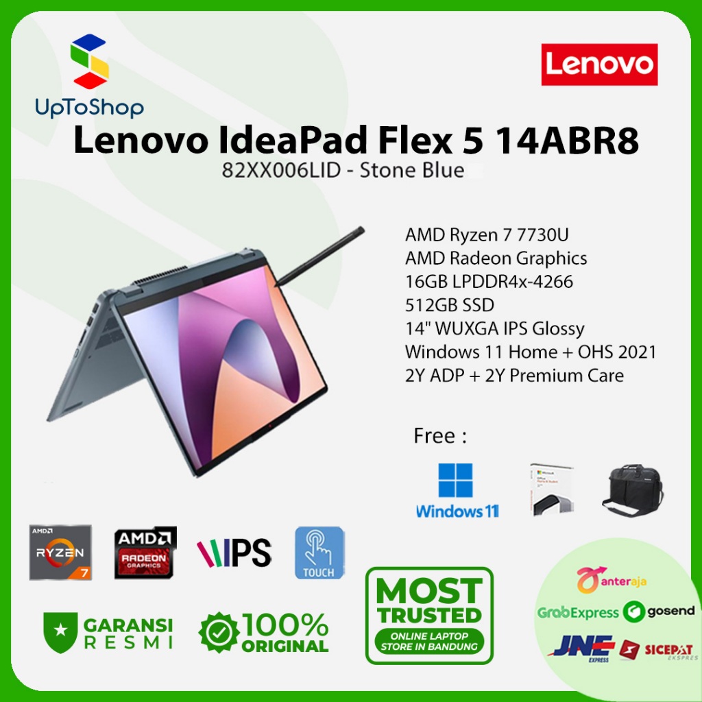 Jual Lenovo IdeaPad Flex 5 14ABR8 6LID Ryzen 7 7730U 16GB 512GB 14" W11+OHS | Shopee Indonesia