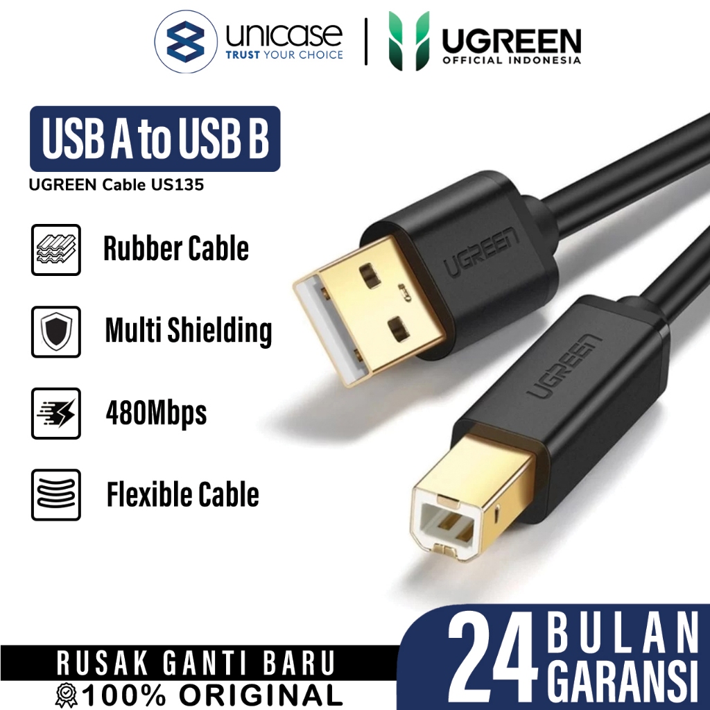 Jual Cable Data USB A Male to USB B 2.0 Male UGREEN Scanner Printer ...