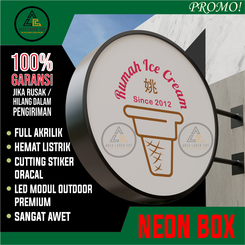 Jual Neon Box Neonbox Outdoor Akrilik Premium Custom 2 SISI | BULAT ...