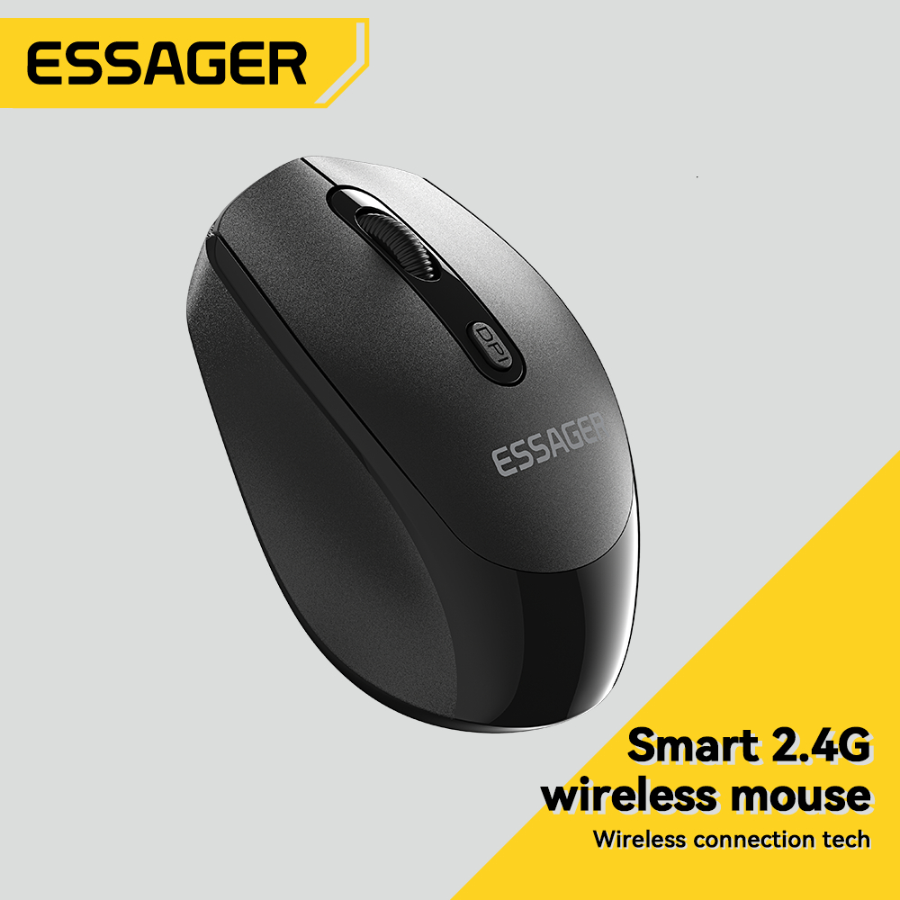 Jual Essager Mouse Nirkabel 2.4G Cerdas Hitam | Shopee Indonesia