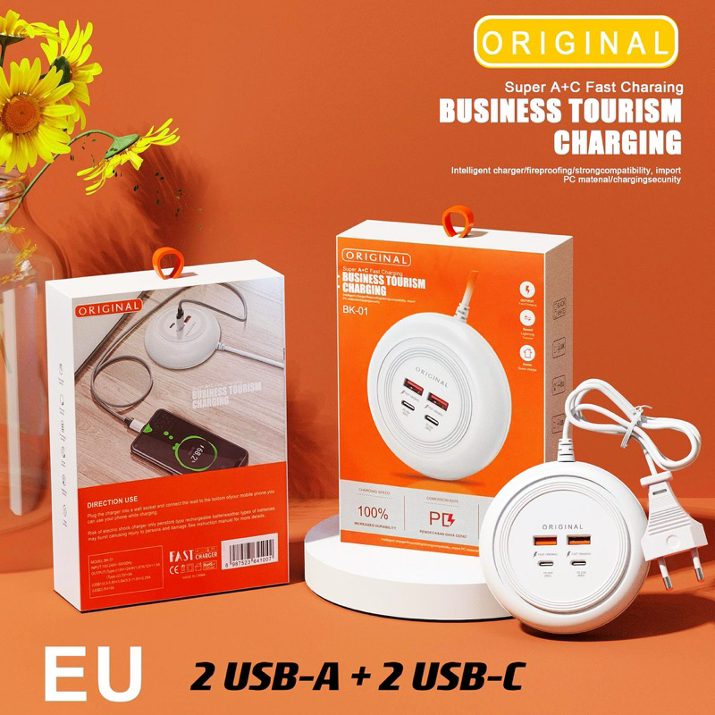 Jual Power Socket Power Strip USB Stop Kontak Adaptor 4 Output PD+QC Fast Charging | Shopee ...