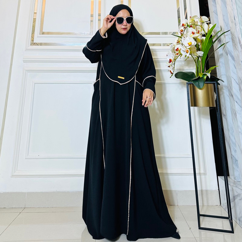 Jual Maryam Set Khimar Bergo Bahan Crinkle Airflow Dress Gamis Abaya Wanita Busui Simple ...