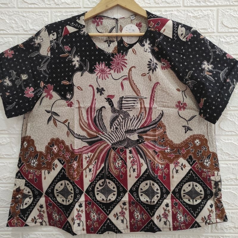 Jual Blouse Batik Wanita Big Size Atasan Batik Kerja Xl Xxl Xxxl 5l
