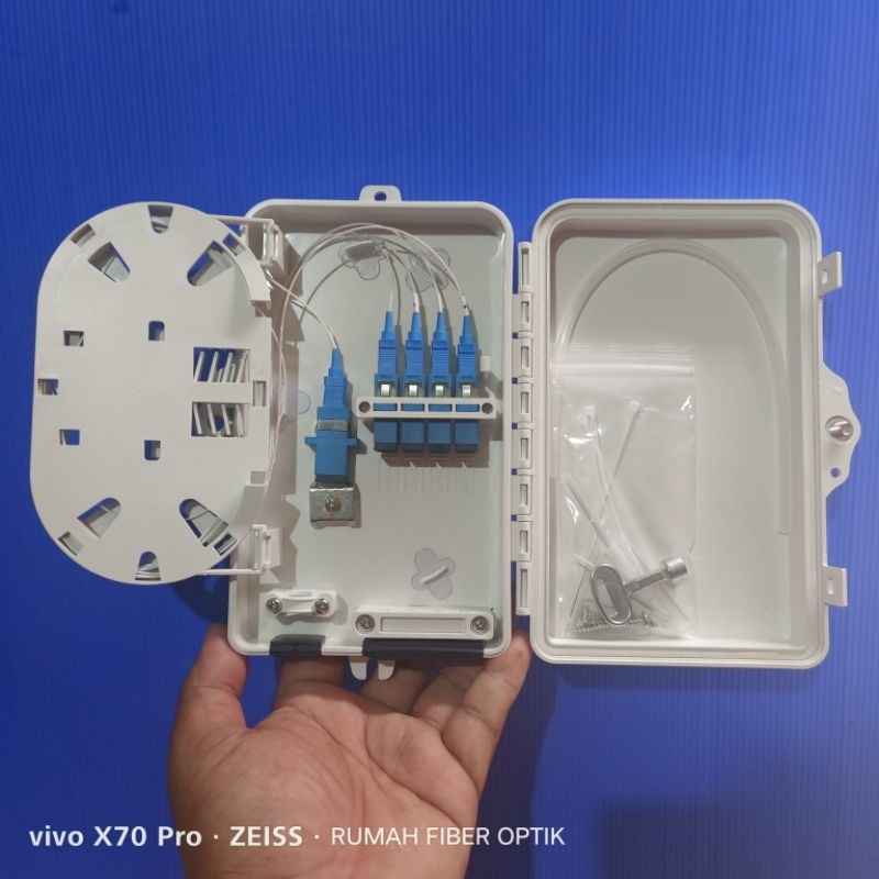 Jual odp 4 core lengkap spliter 1:4 sc upc/ODP MINI 4 CORE | Shopee Indonesia
