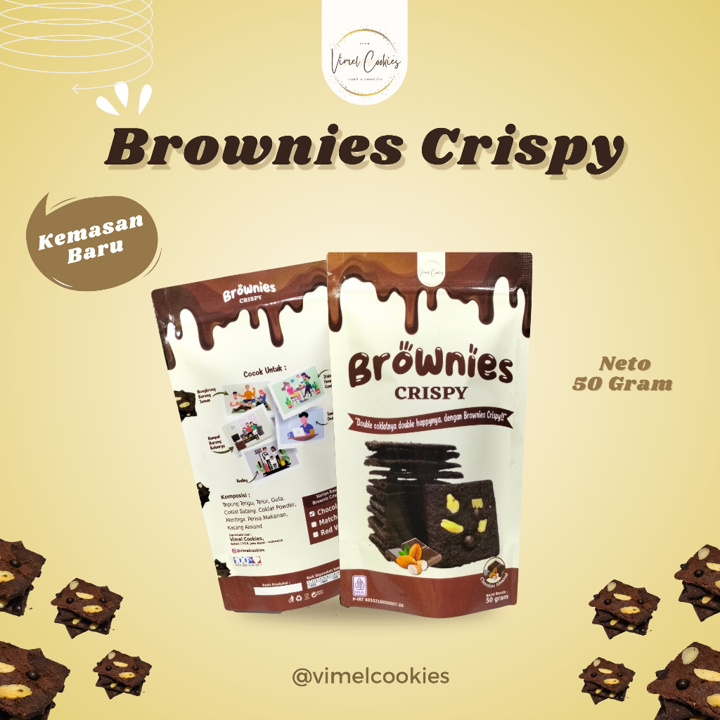 Jual Brownies Crispy Coklat Almond (50gr) | Kue Kering Renyah Manis ...