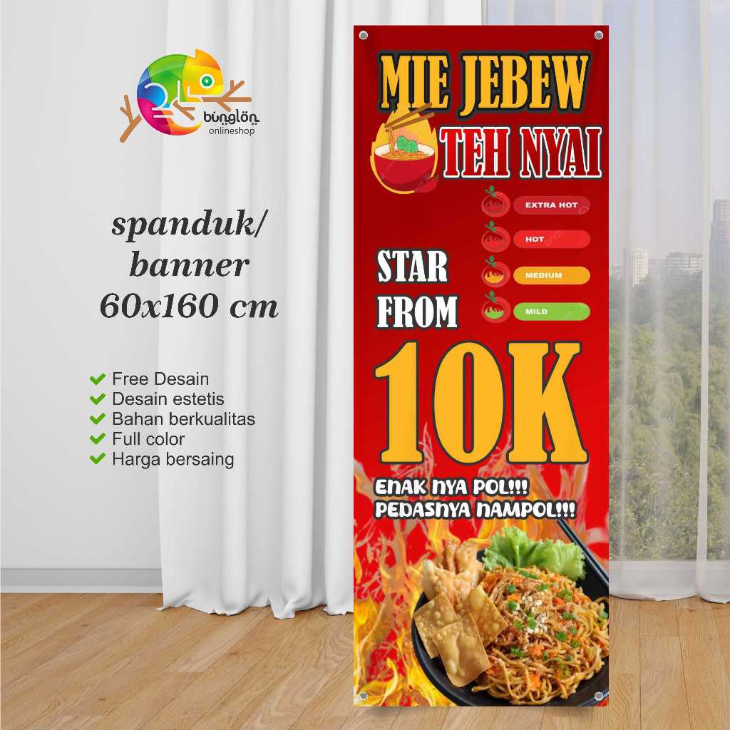 Jual Spanduk 60x160 Banner Mie Jebew Custom Desain | Shopee Indonesia